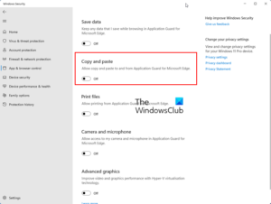 Turn on Copy and Paste with Application Guard for Edge