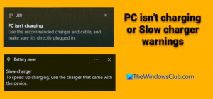 Disable PC isn't charging or Slow charger warnings on Windows 11
