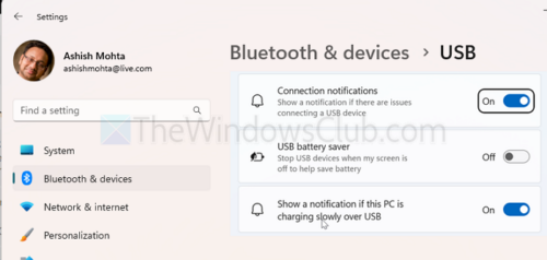 Disable PC isn't charging or Slow charger warnings on Windows 11