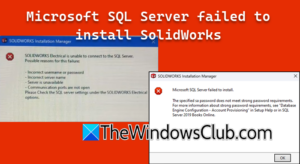Microsoft SQL Server failed to install SolidWorks