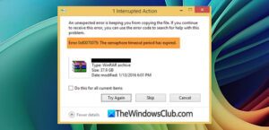 0x80070079 The semaphore timeout period has expired Windows