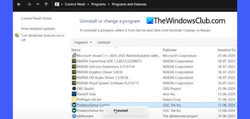 Acer PredatorSense not installing, opening or working on PC