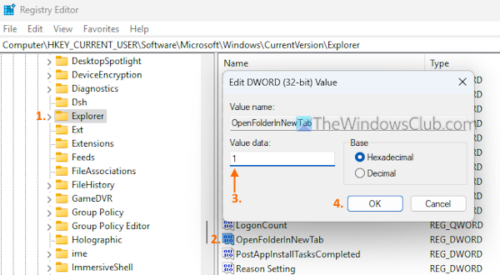 Open desktop folders and external folder in new tab of Explorer