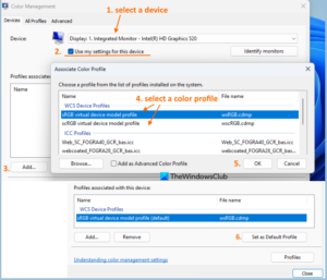 How to open and use Color Management in Windows 11