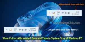 Show Full or Abbreviated Date and Time in system tray of Windows 11