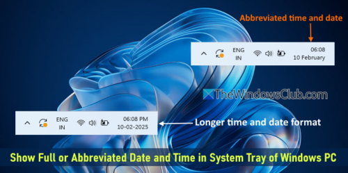 Show Full or Abbreviated Date and Time in system tray of Windows 11
