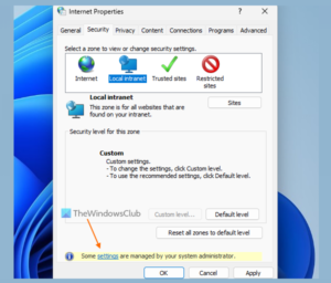 For your security, some settings are managed by system administrator