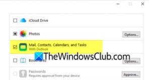 iCloud for Windows not showing Calendars and Contacts