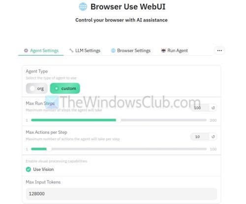 How to use Browser Use WebUI on Windows 11