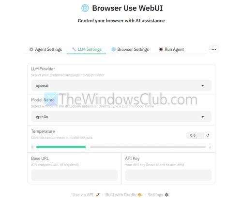 How to use Browser Use WebUI on Windows 11