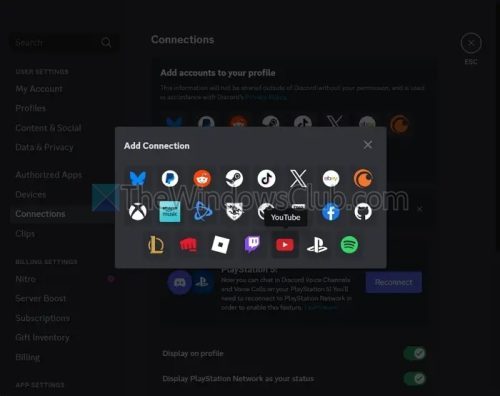 Failed to connect your YouTube account to Discord