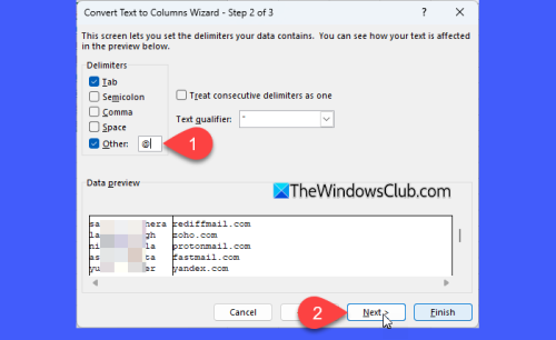 How to get domain from email address in Excel