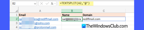 How to get domain from email address in Excel