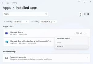 Microsoft Teams Installation has failed in Windows 11