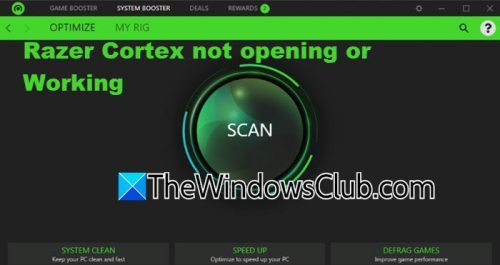 Razer Cortex not opening or working on PC