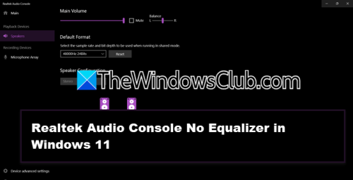 Realtek Audio Console No Equalizer in Windows 11 [Fix]