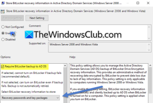 How to store BitLocker Recovery Keys in Active Directory