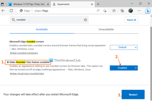 How to Turn On/Off Rounded Corners in Microsoft Edge
