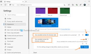 How to Turn On/Off Rounded Corners in Microsoft Edge