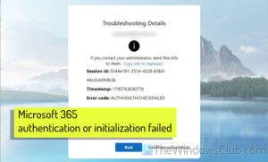 Microsoft 365 authentication or initialization failed