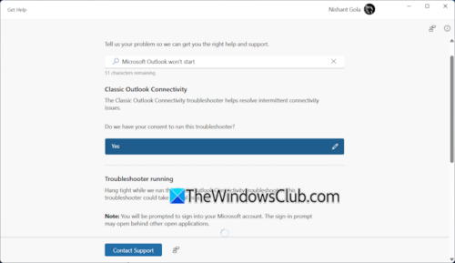 Use Outlook Startup Troubleshooter to fix Outlook startup issues