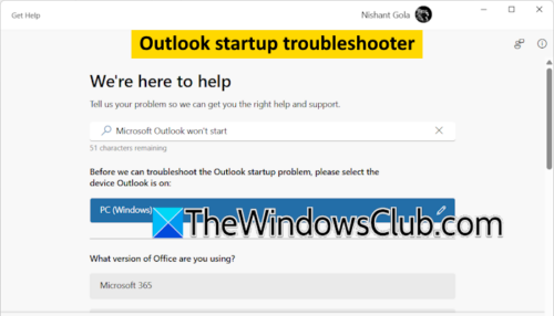 Use Outlook Startup Troubleshooter to fix Outlook startup issues