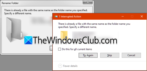 There is already a file with the same name as the folder name you specified
