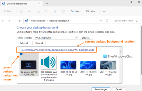 How to find the current Desktop Background image in Windows 11