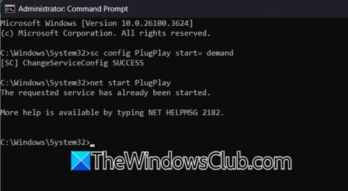 Plug and Play Service missing or failed to start in Windows 11