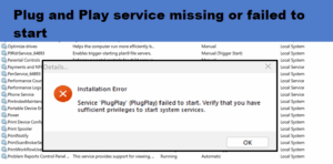 Plug and Play Service missing or failed to start in Windows 11
