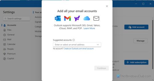 Add multiple email accounts to Outlook (new) in Windows 11
