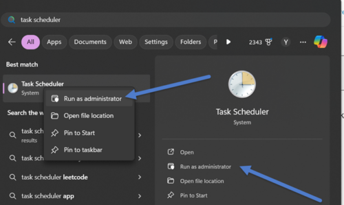 No permission to disable, create, run, change Task Scheduler task