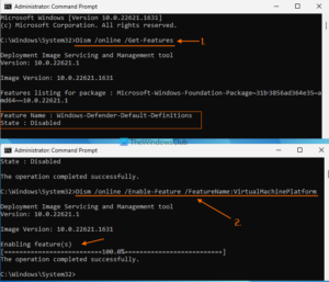 Turn Windows features on or off stuck on Please wait