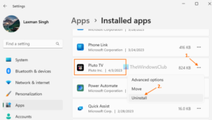 How to remove Pluto TV from Windows PC