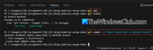 How to merge two branches in Git?