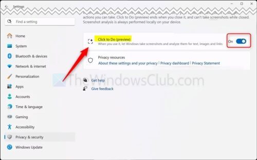 Windows Click to Do not working; couldn't highlight anything