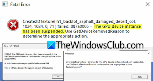 The GPU device instance has been suspended on Windows PC