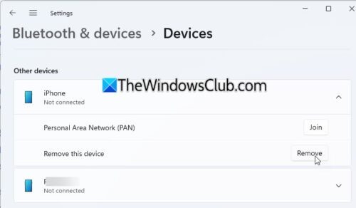 Unable to remove old devices from Phone Link