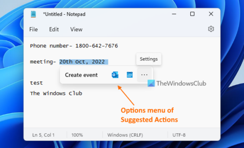 How to use Suggested Actions in Windows 11