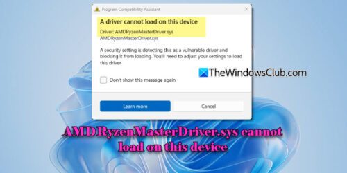 AMDRyzenMasterDriver.sys cannot load on this device [Fix]