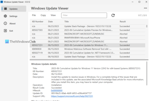 Windows Update Viewer: View Windows Update History in Detail