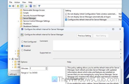 How to change Refresh Interval in Windows Server
