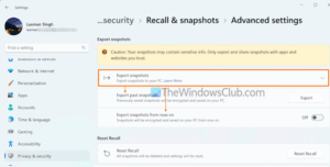 How to Import or Export Recall Snapshots in Windows 11