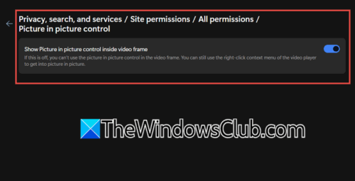 Enable or disable Picture-in-Picture Overlay in Microsoft Edge