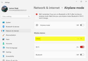 How to enable Cellular option in Windows 11/10