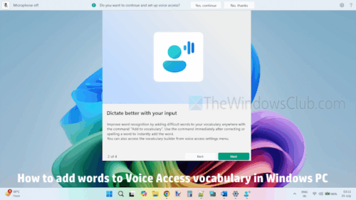 How to add words to Voice Access vocabulary in Windows 11