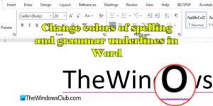 Change colors of spelling and grammar underlines in Word