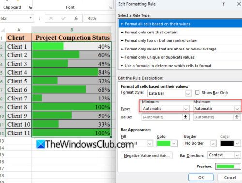 How to create Progress Bars in Excel
