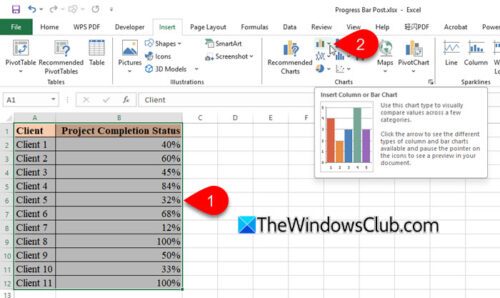 How to create Progress Bars in Excel