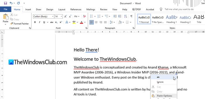 Change colors of spelling and grammar underlines in Word